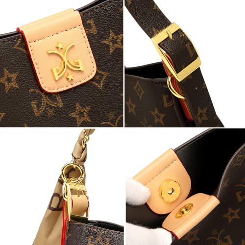 MESSGAIL Bucket Bags for Women Designer Shoulder Bags Top Handle Satchel Purses Set 2pcs