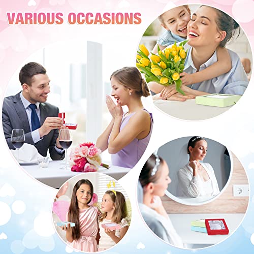 Tuanse 24 Pcs Square Cardboard Jewelry Gift Box 3.5 x 3.5 x 0.8 inches Jewelry Boxes Bulk with Clear Lid for Bracelet Packaging Boxes Earring Ring Necklace Pendant Jewelry Display Storage, 4 Colors