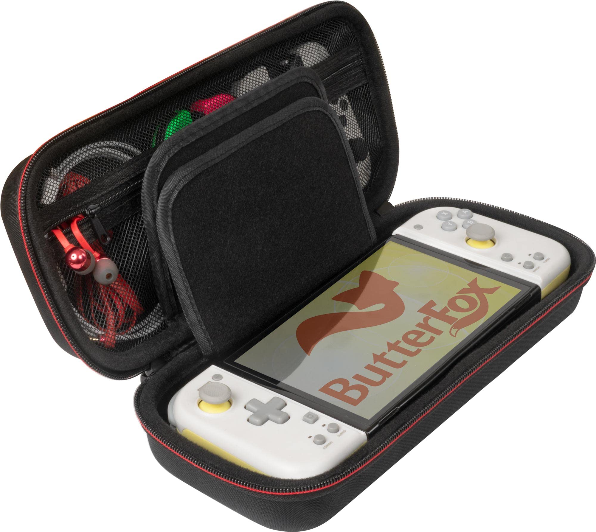 ButterFox Carrying Case for Hori Split Pad Compact, 20 Game Slot Holders (18 Physical + 2 digital), Compatible with Both Regular Switch and Swith OLED - Black