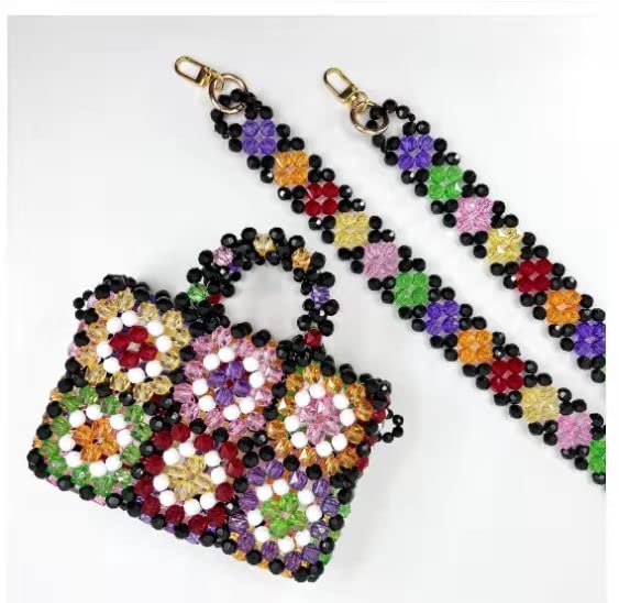 Bead Floral Designer Acrylic Crystal Clear Pearl Beaded Box Tote Bag Women Party Bucket Handbag Spring Summer MULTI S