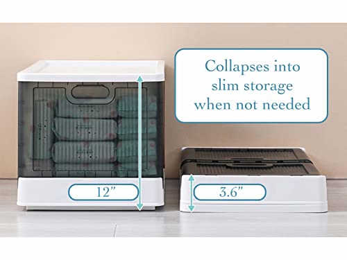 Storage Bins With Lids - JUST AMAZING DEALS Stackable Storage Bins with Front Opening Doors and Top Lids for DUAL ACCESS, Collapsible, Portable, Closet Office Bedroom Craft Toy Storage (8.5 gallon / 32 litre)