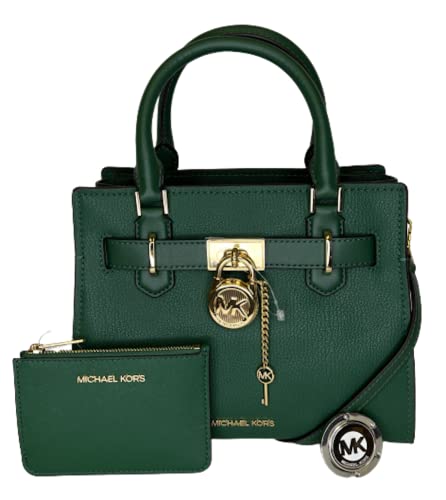 Michael Kors Hamilton SM Satchel bundled with SM TZ Coinpouch Purse Hook (Jewel Green)