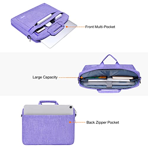 MOSISO Laptop Shoulder Messenger Bag Compatible with MacBook Air 15 inch M2 A2941/Pro 16 inch M3 A2991 M2 A2780 M1 A2485 A2141,15-15.6 inch Notebook with Adjustable Depth at Bottom, Purple