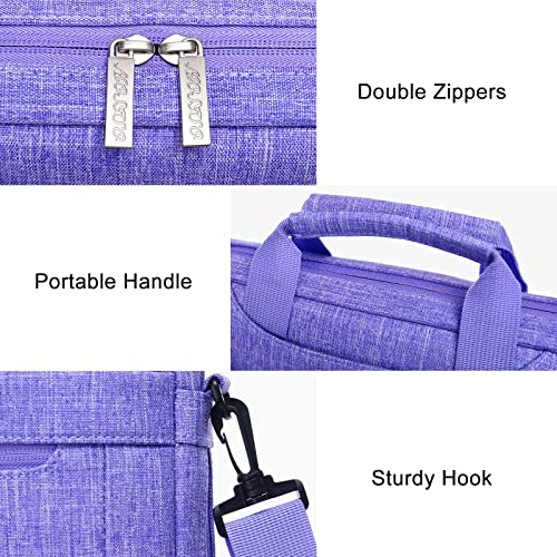 MOSISO Laptop Shoulder Messenger Bag Compatible with MacBook Air 15 inch M2 A2941/Pro 16 inch M3 A2991 M2 A2780 M1 A2485 A2141,15-15.6 inch Notebook with Adjustable Depth at Bottom, Purple