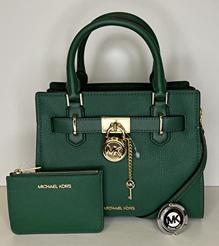 Michael Kors Hamilton SM Satchel bundled with SM TZ Coinpouch Purse Hook (Jewel Green)