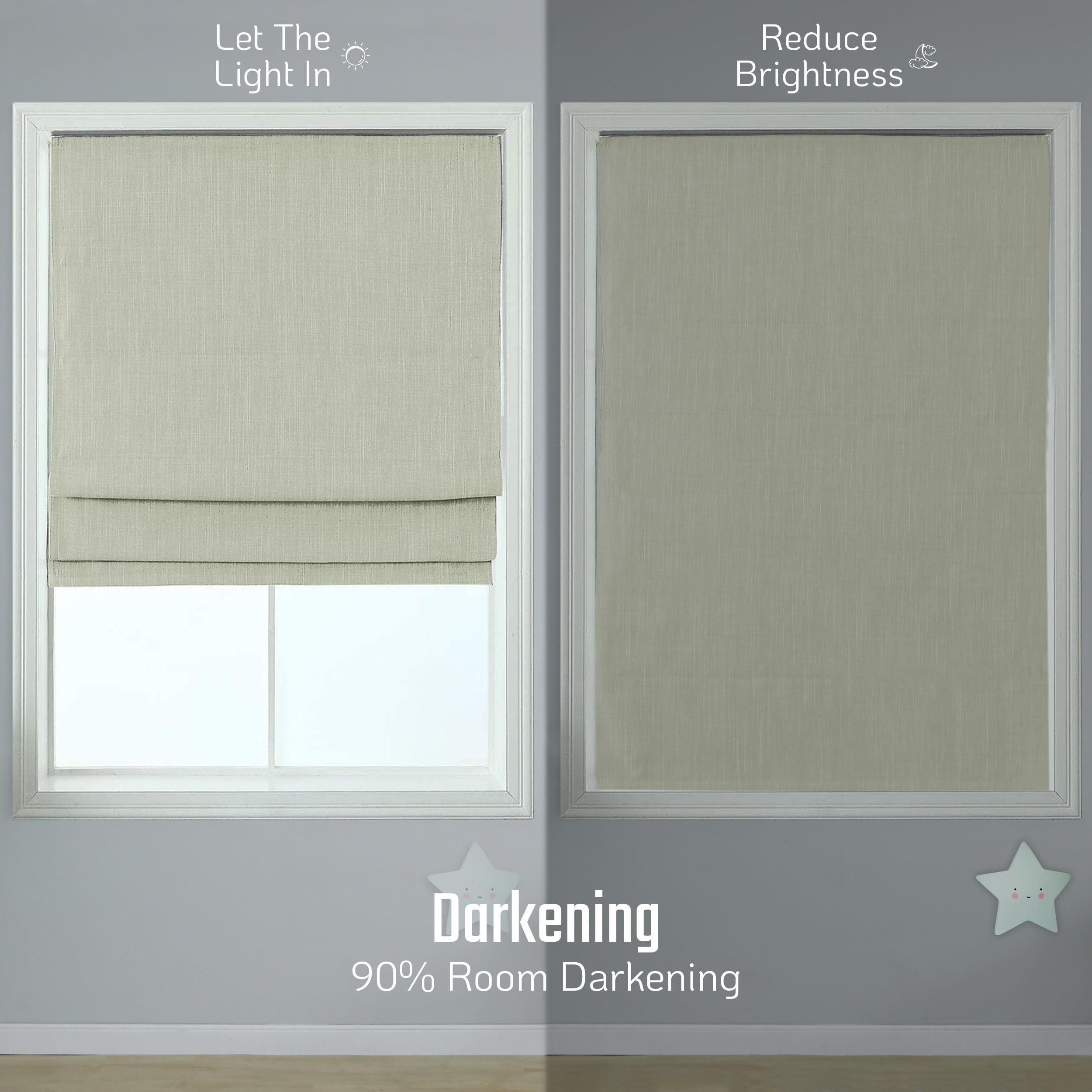 Everyday Celebration Roman Shades for Windows, Room Darkening Shades, Cordless Pull Down Window Shades, Shades for Indoor Windows, Modern Cotton Blinds & Shades, (French Vanilla) 23" W X 64" H