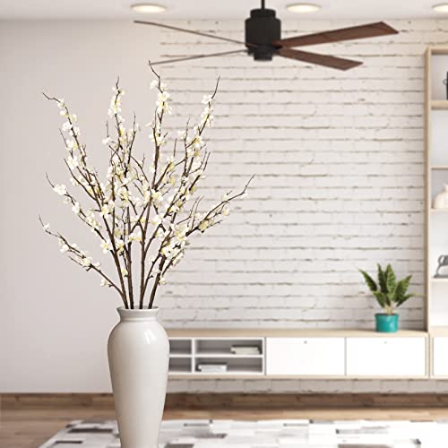 Ammyoo 4 PCS Artificial Plum Blossom Party Decorations Fake Cherry Flowers Faux Long Stems Wintersweets Silk Flowers Arrangement for Wedding Home Office Bedroom Decor(White)