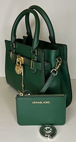 Michael Kors Hamilton SM Satchel bundled with SM TZ Coinpouch Purse Hook (Jewel Green)