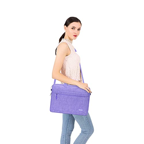 MOSISO Laptop Shoulder Messenger Bag Compatible with MacBook Air 15 inch M2 A2941/Pro 16 inch M3 A2991 M2 A2780 M1 A2485 A2141,15-15.6 inch Notebook with Adjustable Depth at Bottom, Purple
