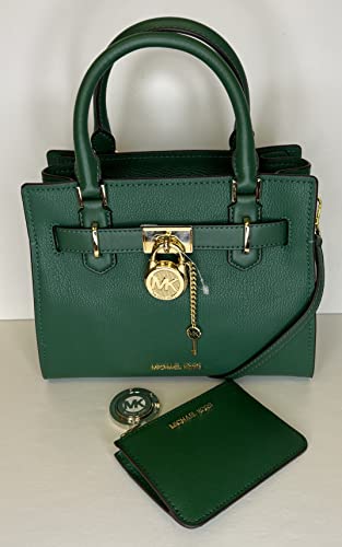 Michael Kors Hamilton SM Satchel bundled with SM TZ Coinpouch Purse Hook (Jewel Green)