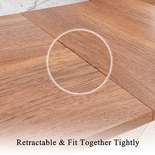 iPormis 3-Piece Dining Table Set for 6-8 People, 63'' Extendable Kitchen Table with Metal Frame and Wood Board, Space Saving Dinette for Dining Room, Laminate Finished, Easy Clean, Walnut