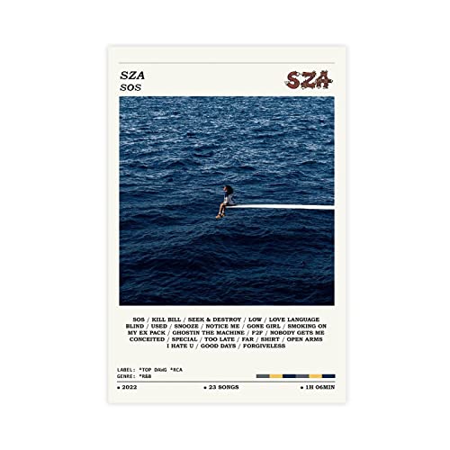 Darxan Sza Poster Sza Sos Poster Album Cover Poster Canvas Poster Wall Art Decor Print Picture Paintings for Living Room Bedroom Decoration Unframe-style 12x18inch(30x45cm)