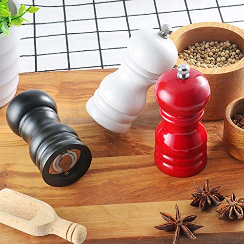 KVSERT Wood Salt and Pepper Grinder Set Pepper Salt Shaker, Solid Wood with Adjustable Coarseness Red