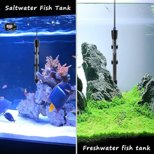 DOMICA 300W Submersible Aquarium Heater, Adjustable Fish Tank Heater, with Suction Cups and Free Thermometer Suitable for Marine Saltwater and Freshwater