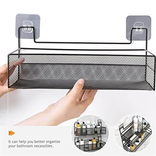 DOITOOL Storage Shelves Mesh Wall Floating Shelves Metal Storage Basket No Drilling Wall Mounted Shelf for Bathroom Laundry Room Bedroom Living Room Kitchen and Office 36X15CM Bathroom Decor