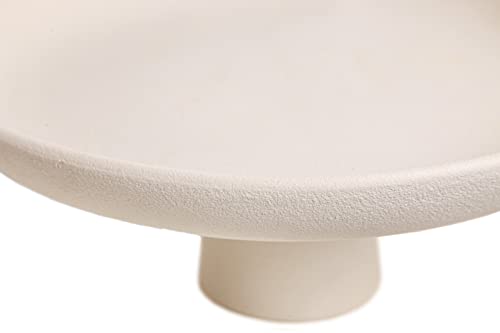Large Off-White Ceramic Pedestal Decorative Bowl for kitchen decor. Style as a fruit bowl or as a showpiece for on your styled coffee table.