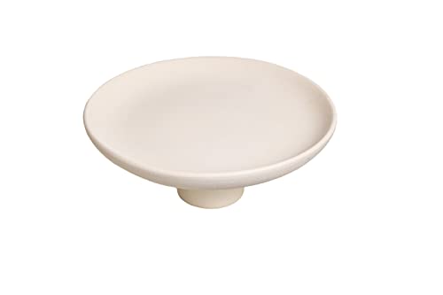 Large Off-White Ceramic Pedestal Decorative Bowl for kitchen decor. Style as a fruit bowl or as a showpiece for on your styled coffee table.