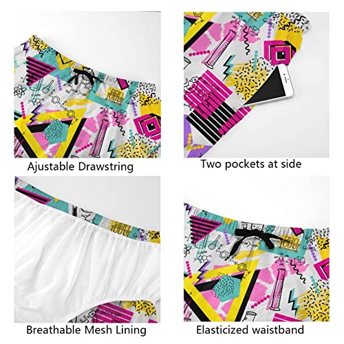 Pant Bathing Suit Mens 80s 90s Swim Shorts Retro Fun Novelty Party Shorts Mesh Lined Quick Dry Mens Swim Trunks No Liner White