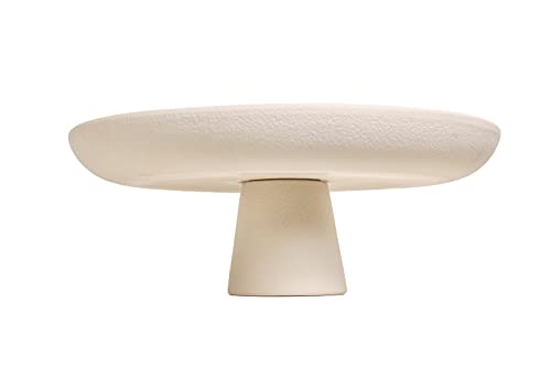 Large Off-White Ceramic Pedestal Decorative Bowl for kitchen decor. Style as a fruit bowl or as a showpiece for on your styled coffee table.