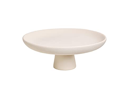 Large Off-White Ceramic Pedestal Decorative Bowl for kitchen decor. Style as a fruit bowl or as a showpiece for on your styled coffee table.