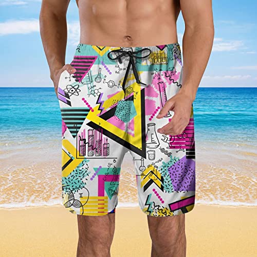 Pant Bathing Suit Mens 80s 90s Swim Shorts Retro Fun Novelty Party Shorts Mesh Lined Quick Dry Mens Swim Trunks No Liner White