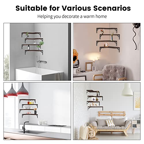 Gonghraoe Corner Floating Shelf, Rustic Wall Mounted Shelves Set of 4, Shelves for Wall Storage, Photo Picture Ledge, Display Ledges, Kitchen Spice Rack, Hanging Shelf Organizer