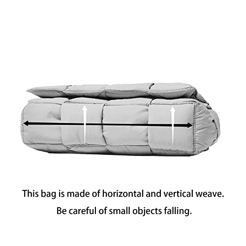 Weayouth Cotton Padded Cassette Tote Bag Puffer Crossbody Shoulder Woven Designer Purses Puffy Down Handbag For Women 2022 (Grey)