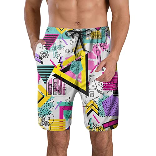 Pant Bathing Suit Mens 80s 90s Swim Shorts Retro Fun Novelty Party Shorts Mesh Lined Quick Dry Mens Swim Trunks No Liner White