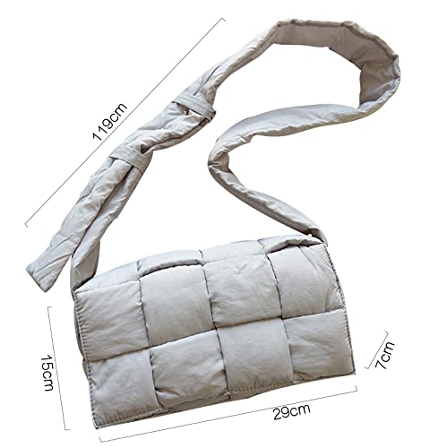Weayouth Cotton Padded Cassette Tote Bag Puffer Crossbody Shoulder Woven Designer Purses Puffy Down Handbag For Women 2022 (Grey)