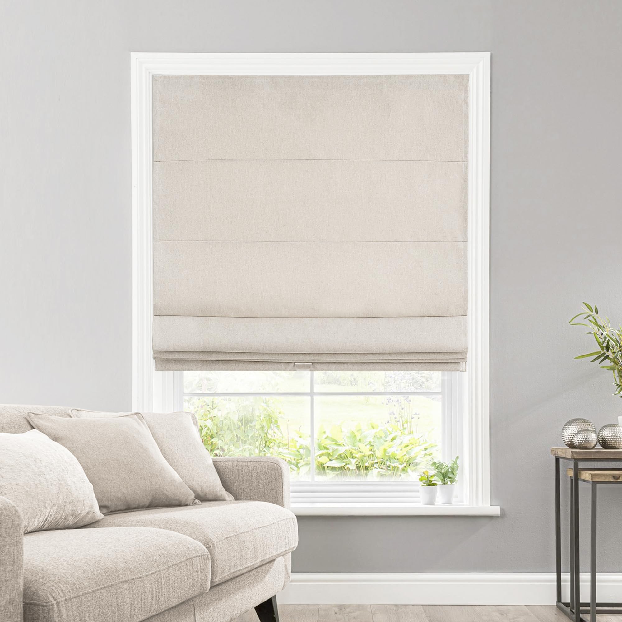 SHECUTE Roman Shades for Windows Cordless, Fabric Roman Window Shades for Bedroom, Living Room and Home, Room Darkening Light Filtering Roman Blinds for Windows and French Doors (Linen, 23”W x 64”L)