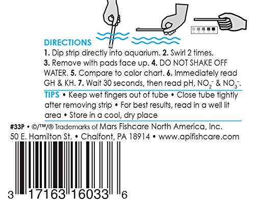 API 5-IN-1 TEST STRIPS Freshwater and Saltwater Aquarium Test Strips 100-Count Box