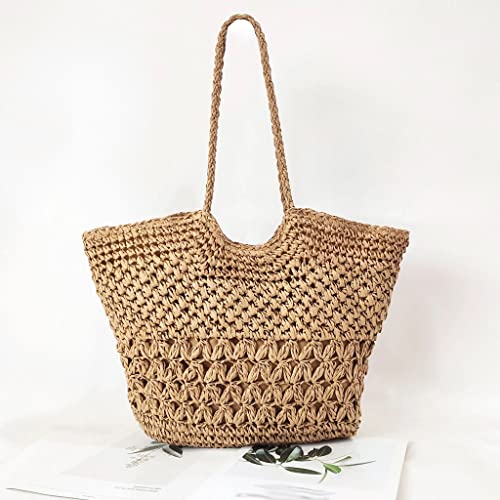 JKUYWX Hollow-Out Woven Bag Shopping Bag Holiday Beach and net Bag Handbag (Color : E, Size : 1)