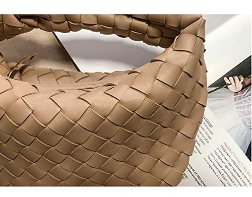 BOYIDAI Woven Bag Women Leather Tote Bag Lady Crossbody Hobo PU Handbag (Color : Khaki)