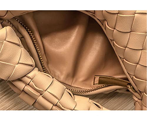BOYIDAI Woven Bag Women Leather Tote Bag Lady Crossbody Hobo PU Handbag (Color : Khaki)