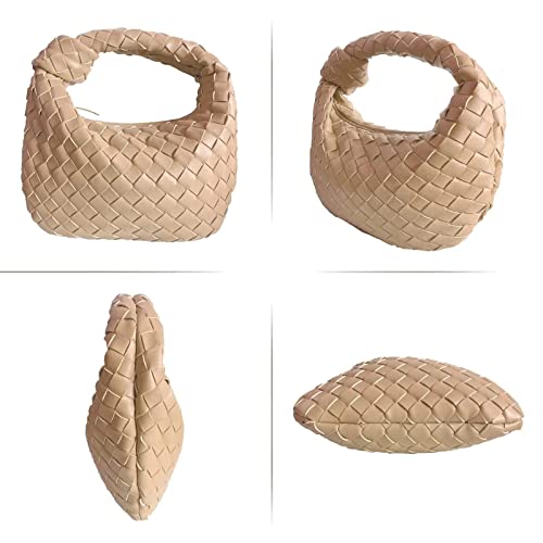 BOYIDAI Woven Bag Women Leather Tote Bag Lady Crossbody Hobo PU Handbag (Color : Khaki)
