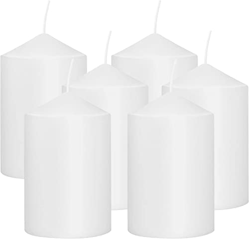 White Pillar Candles - 6 Pack | 3x6” Pillar Candles for Lantern Home Décor, Kitchen Decoration, Fireplace, Wedding Aesthetic, Centerpiece | Non Scented Decorative Pillar Candles