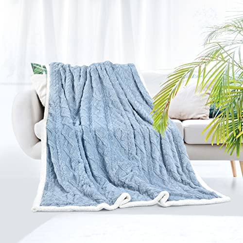 Soft Throw Blanket Double Sided, Soft Fuzzy Fluffy Cozy Blanket Plush Furry Comfy Warm Blanket for Couch Bed Chair Sofa, 50 * 60 inches