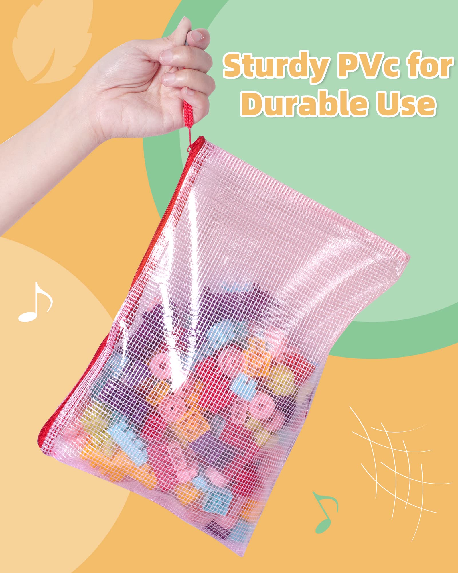 Yclin 16pcs 8 Sizes Mesh Zipper Pouch,Waterproof Zipper Bags,for Board Games Toys Storage, 8 Sizes Waterproof Plastic Document Pouch,for Travel Accessories, Documents Cosmetics School Office Supplies