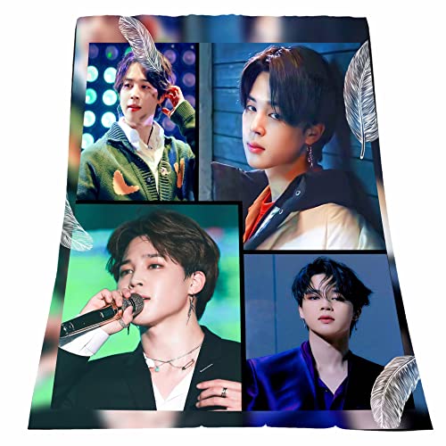 YAVITH Jimin Blanket Throw,Jimin Poster Collage Blanket for Girls,Jimin Merchandise for Women 50x40 in