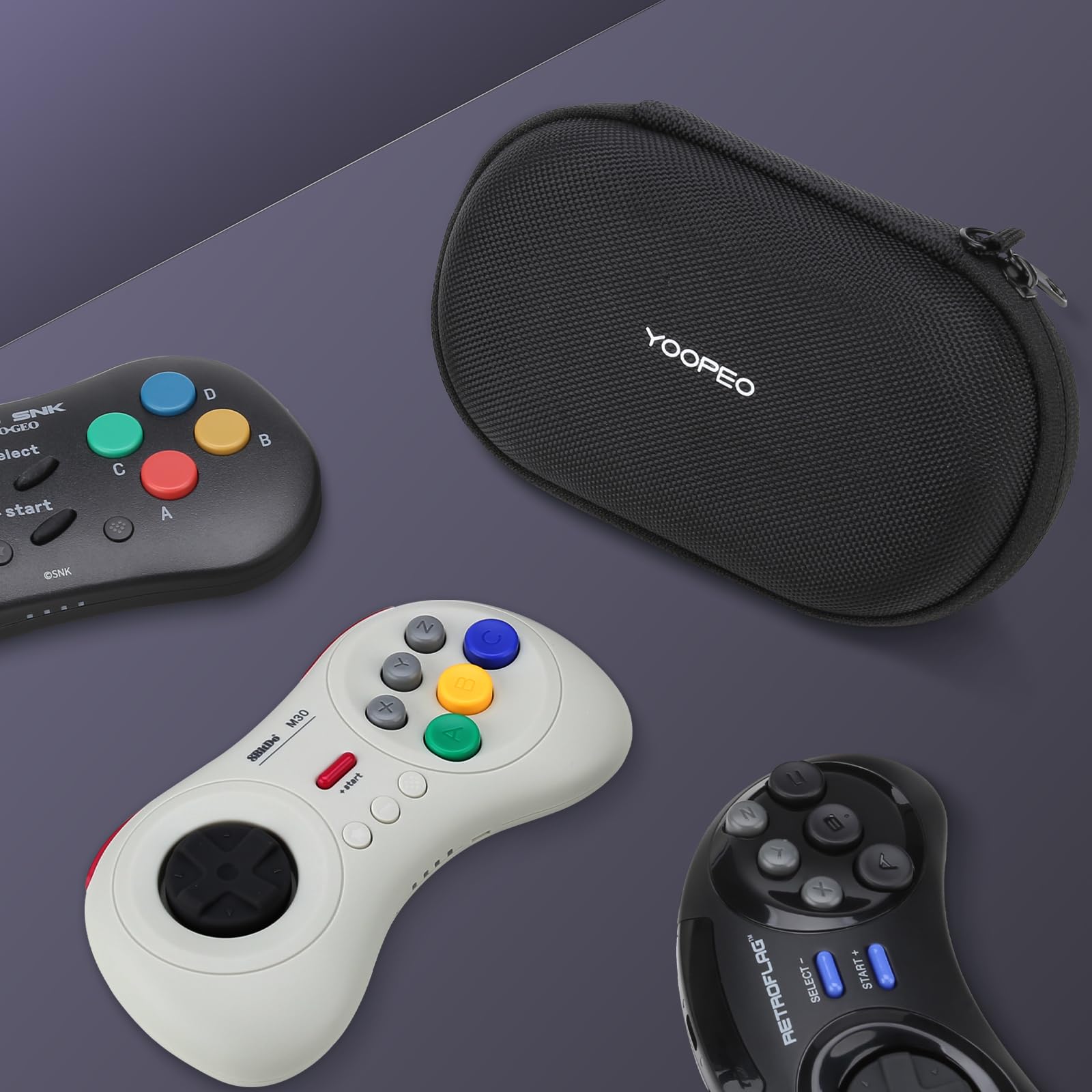 AKNES Hard Shell Controller Travel Case - Fits 8BitDo SN30 Pro, Zero 2, M30 and NEOGEO Controllers, Gulikit NS19 Series Controller, Portable & Protective Carrying Case