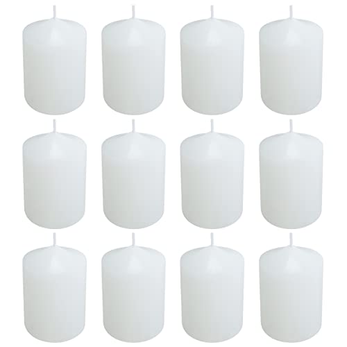 2x3 Inch White Pillar Candles, 12 Packs Unscented Dripless Cylinder Candles for Home, Wedding, Party, Dinner Table, 22 Hour Burn
