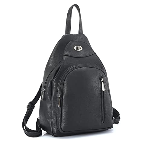 OISLUMU Small Backpack Purse for Women Fashion PU Leather Backpack Convertible Ladies Sling Bag (Black)