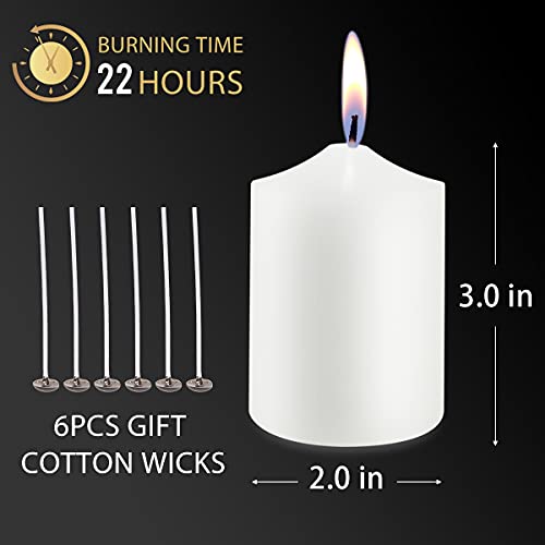 2x3 Inch White Pillar Candles, 12 Packs Unscented Dripless Cylinder Candles for Home, Wedding, Party, Dinner Table, 22 Hour Burn