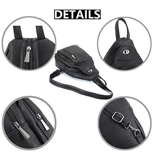 OISLUMU Small Backpack Purse for Women Fashion PU Leather Backpack Convertible Ladies Sling Bag (Black)