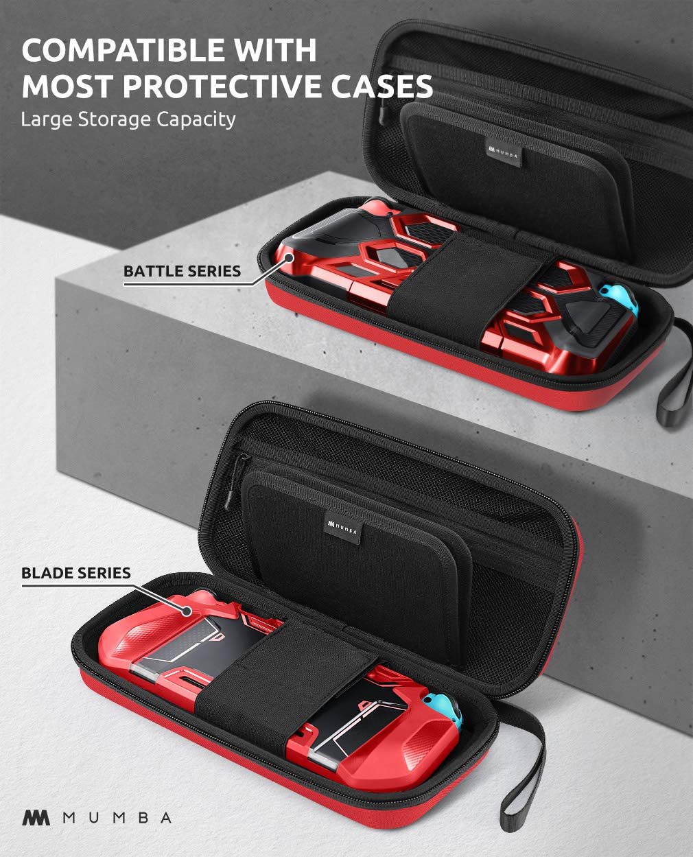 Mumba Carrying Case for Nintendo Switch OLED & Nintendo Switch, [Plus Version] Portable Protective Travel Carry Handbag Pouch for Blade/Battle Case [Large Capacity] (Red)