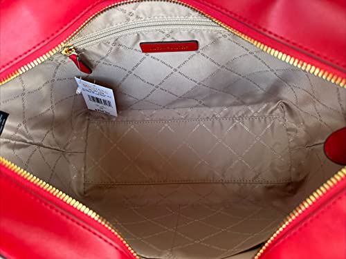 Michael Kors Jet Set Travel Medium Front Pocket Chain Tote Chili Red Gold MK