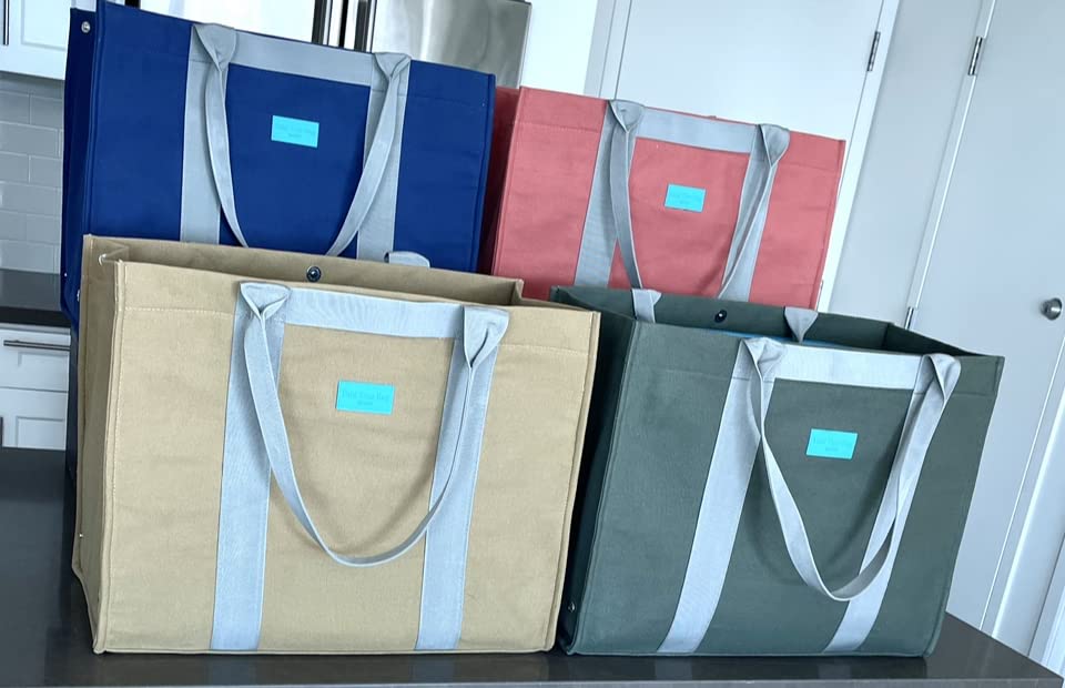 2023 Premium Oversize Canvas Tobi Tote Bag (21Wx16H x10D), Folds Flat, Slip-in Pockets, Removable Base, Anti-Theft Pocket (Tall Pines Green)