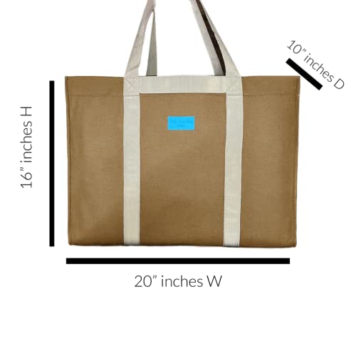 2023 Premium Oversize Canvas Tobi Tote Bag (21Wx16H x10D), Folds Flat, Slip-in Pockets, Removable Base, Anti-Theft Pocket (Tall Pines Green)