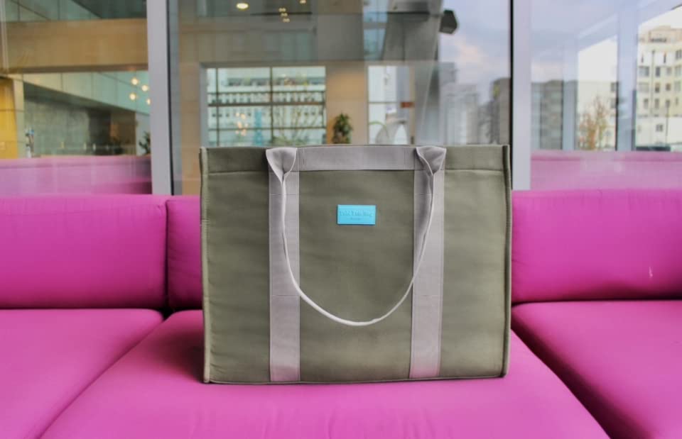 2023 Premium Oversize Canvas Tobi Tote Bag (21Wx16H x10D), Folds Flat, Slip-in Pockets, Removable Base, Anti-Theft Pocket (Tall Pines Green)