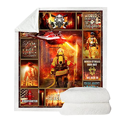 Juirnost Firefighter Gifts for Men Firefighter Blanket Firemen Throw Blanket Firefighters' Day Birthday Gift Idea Fireman Practitioner Throw Blankets Fleece Soft Cozy Luxury Gifts for Firefighters
